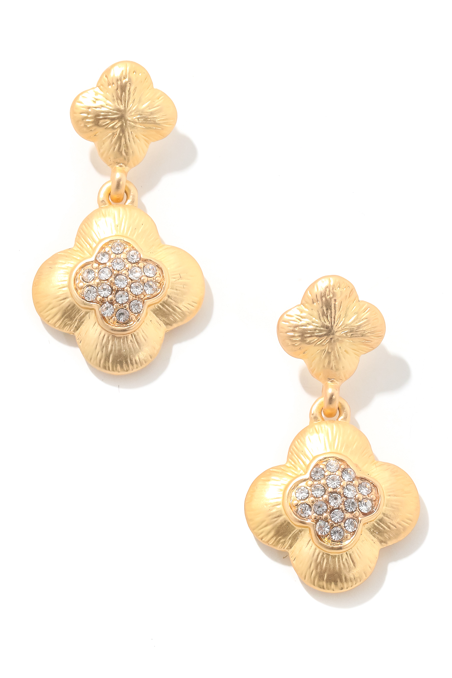 GOLD Metallic Clover Shape Studs Earrings - Sale