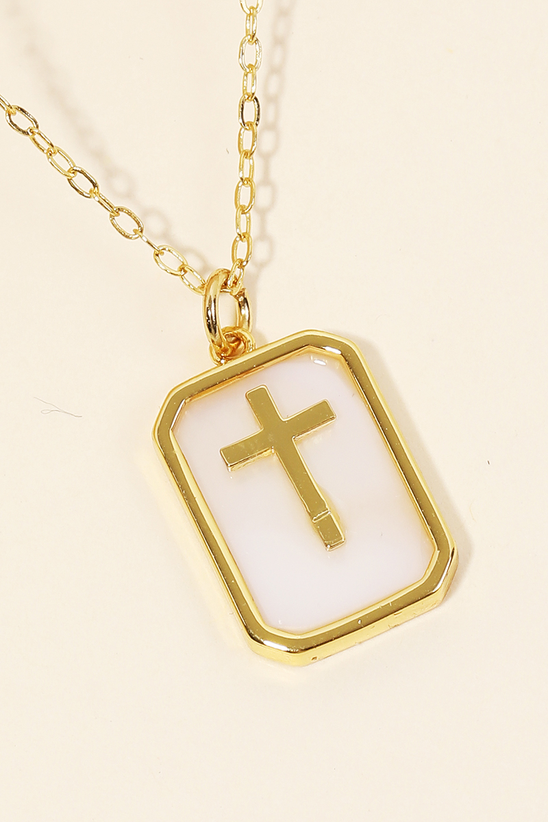 G Cross Rectangle Pendant Necklace - Pre Orders