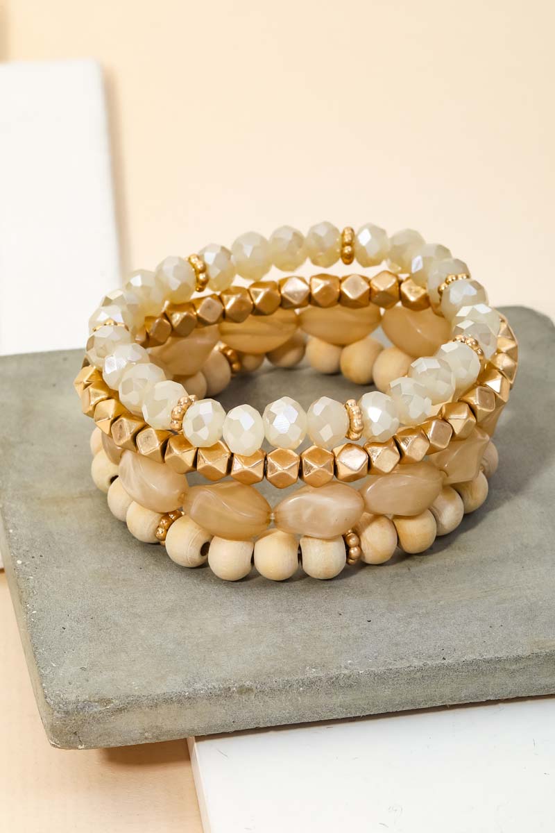 NAT Stackable Assorted Stone Bead Bracelet Set - Bracelets