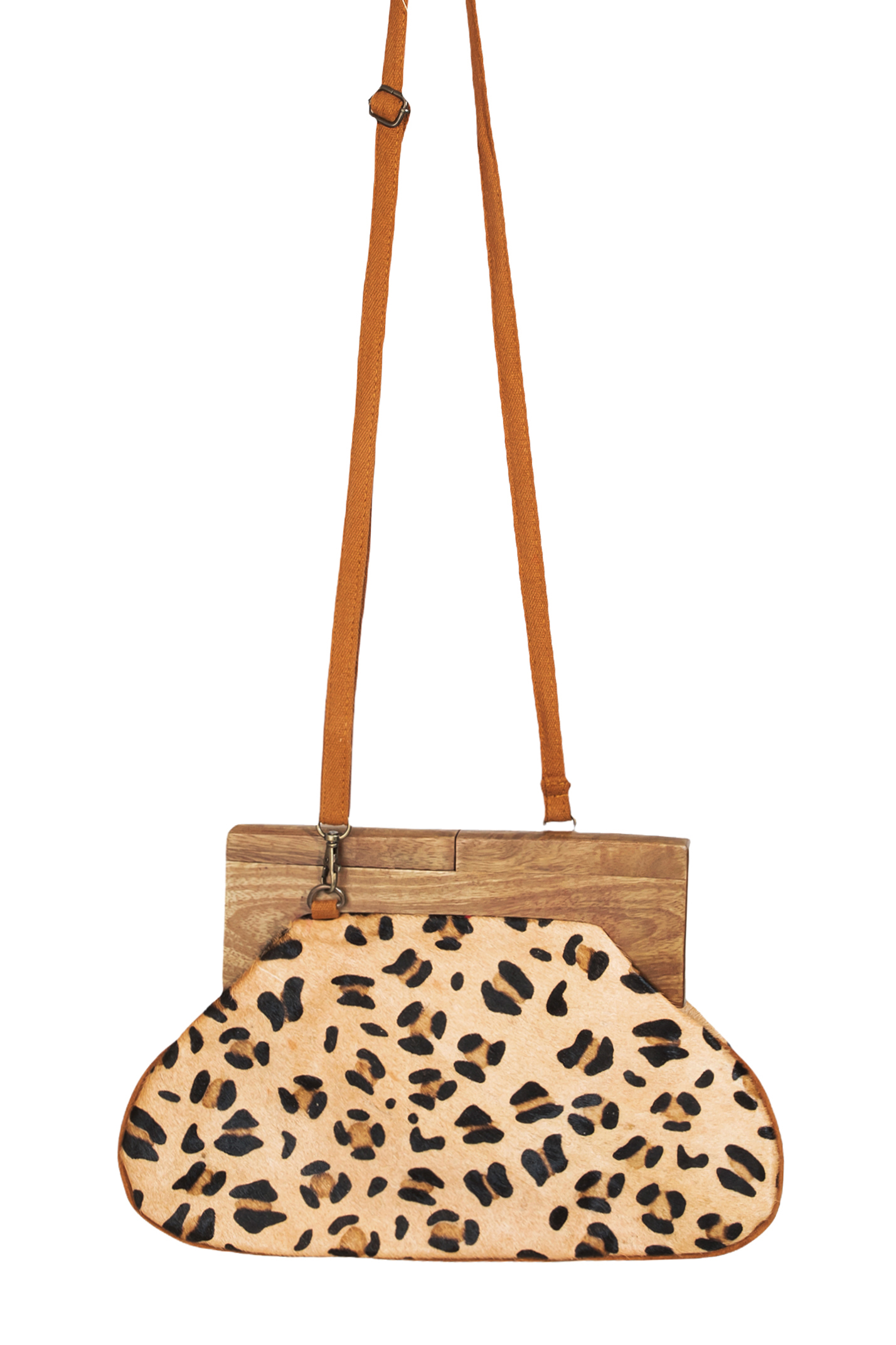 MULTI Leopard Print Wood Frame Clutch Bag - Bags