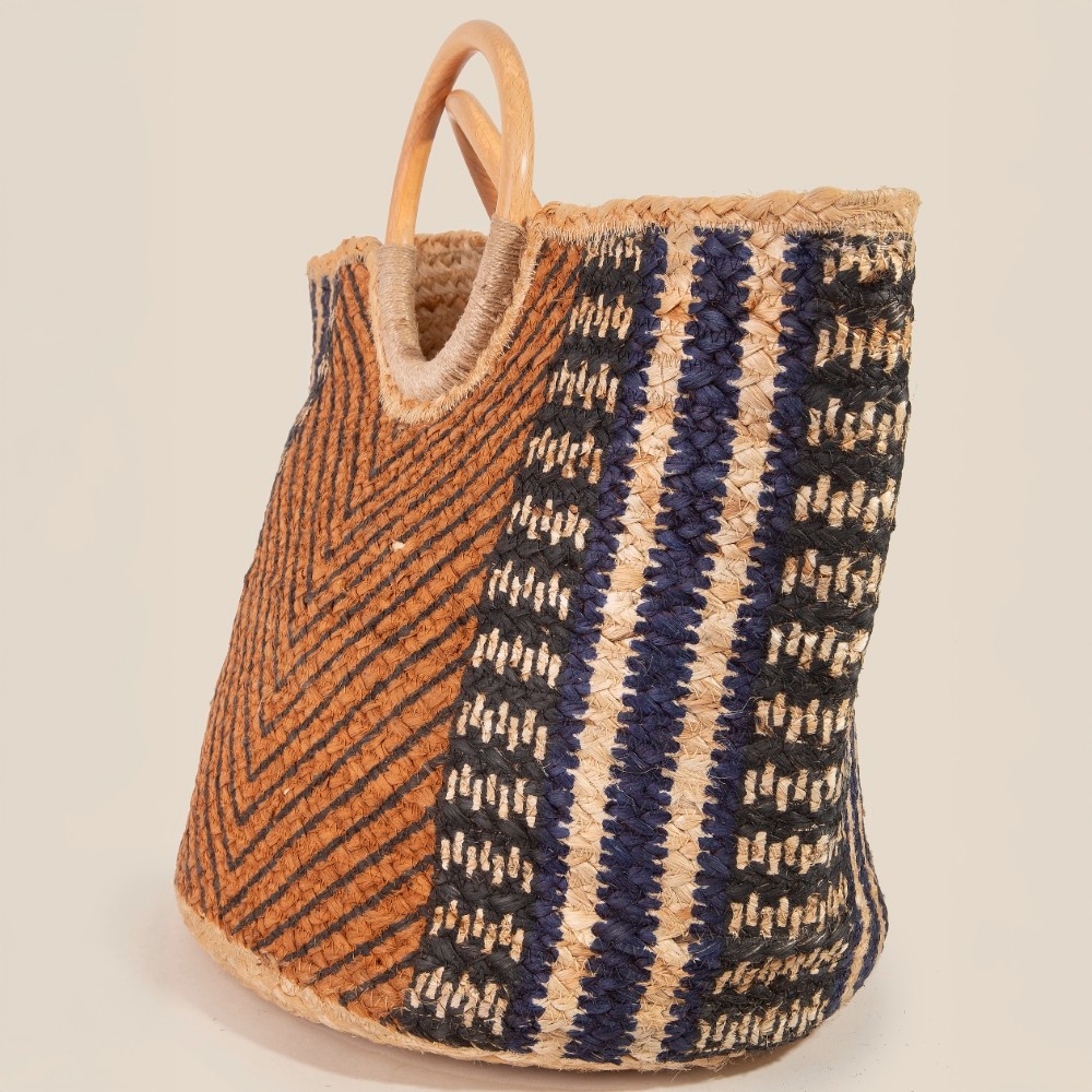 MULTI Chevron Pattern Jute Tote Bag - Bags