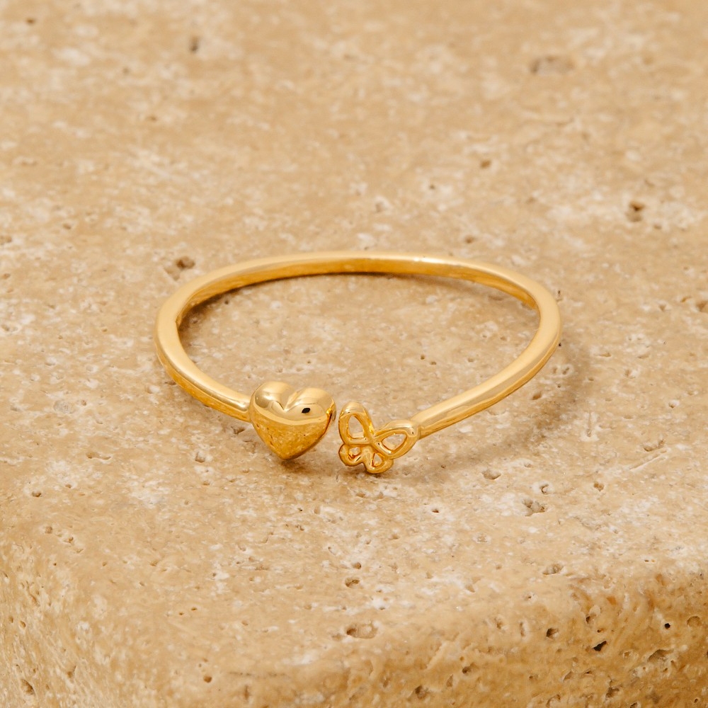 G Gold Dipped Butterfly Heart Open Ring - Rings