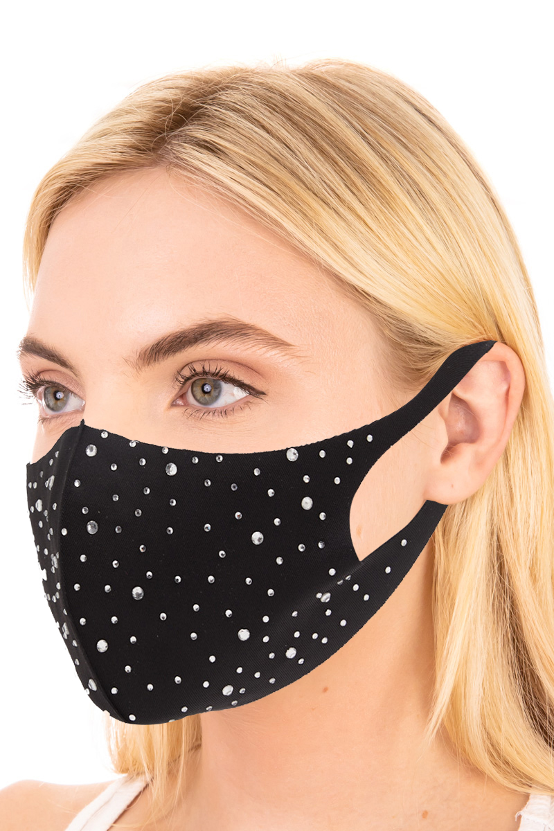 BLACK Adults Rhinestone Stud Mask - Masked Collection