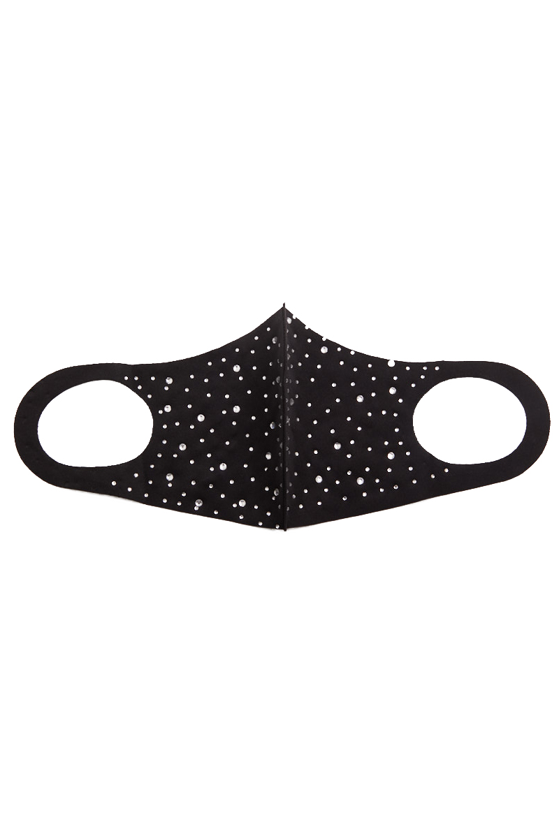 BLACK Adults Rhinestone Stud Mask - Masked Collection