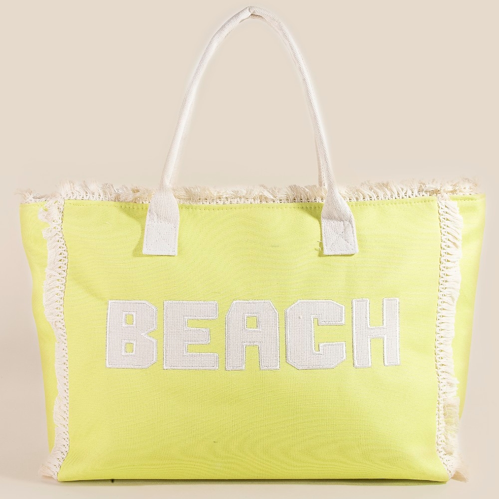 BL Beach Print Fringe Large Tote Bag - Bags