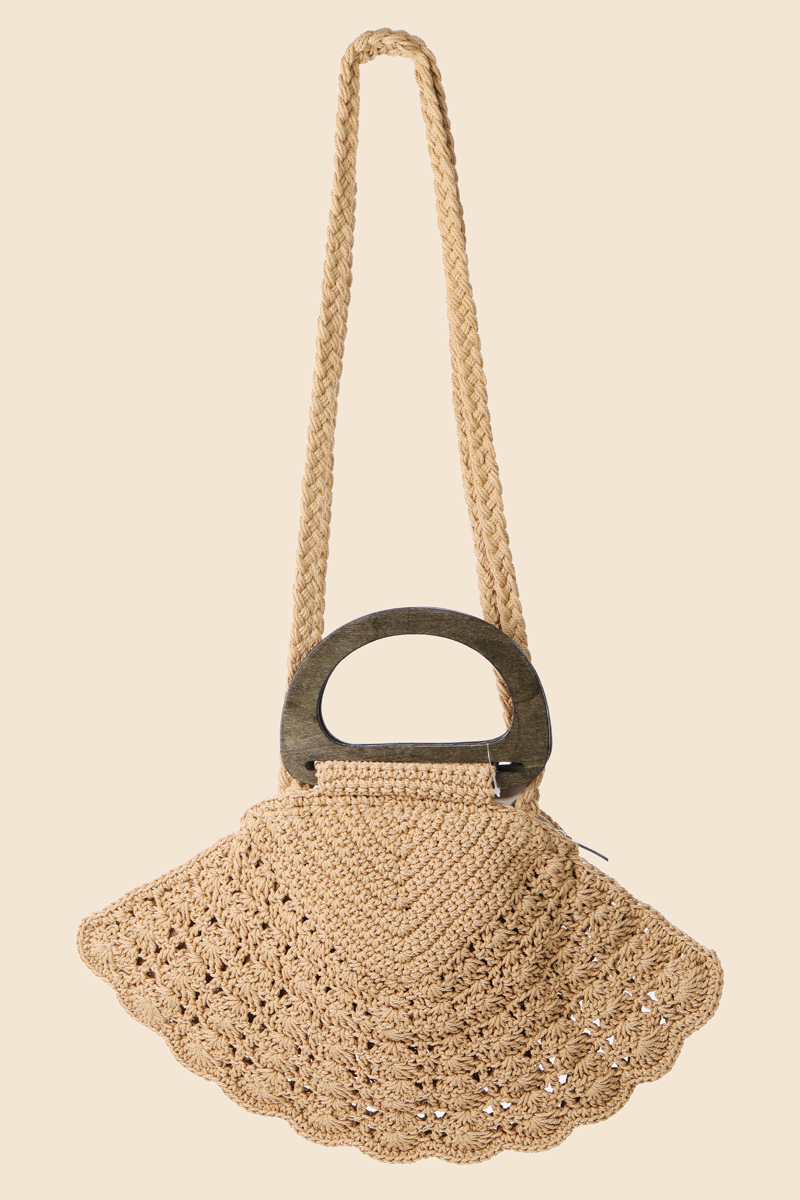 TA Boho Braided Seashell Wood Handle Bag - Bags