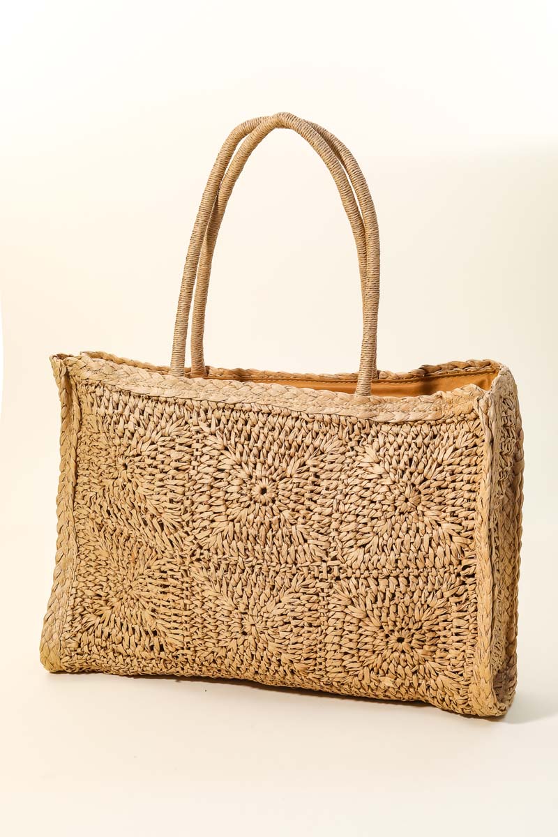 IV Straw Braided Rectangle Tote Bag - Tote Bags