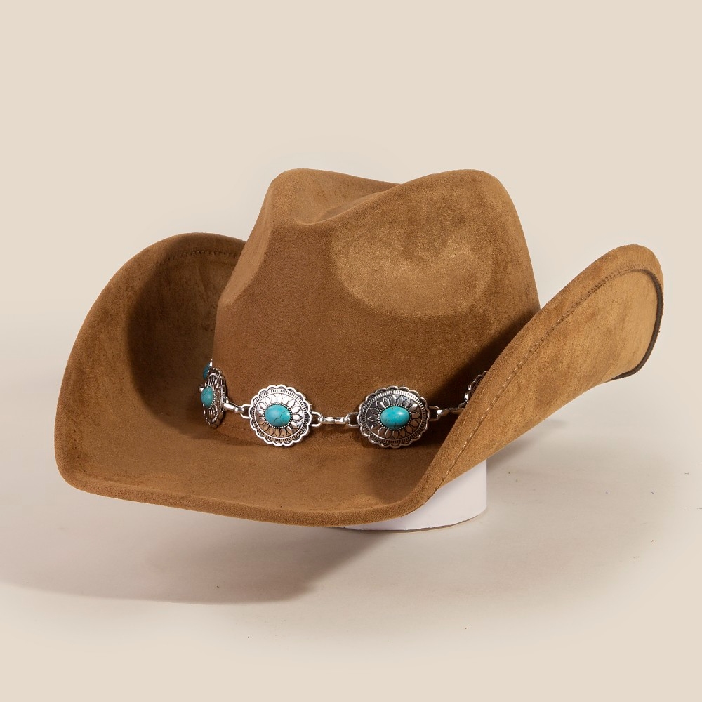 TP Turquoise Oval Stone Strap Western Cowboy Hat - Pre Orders