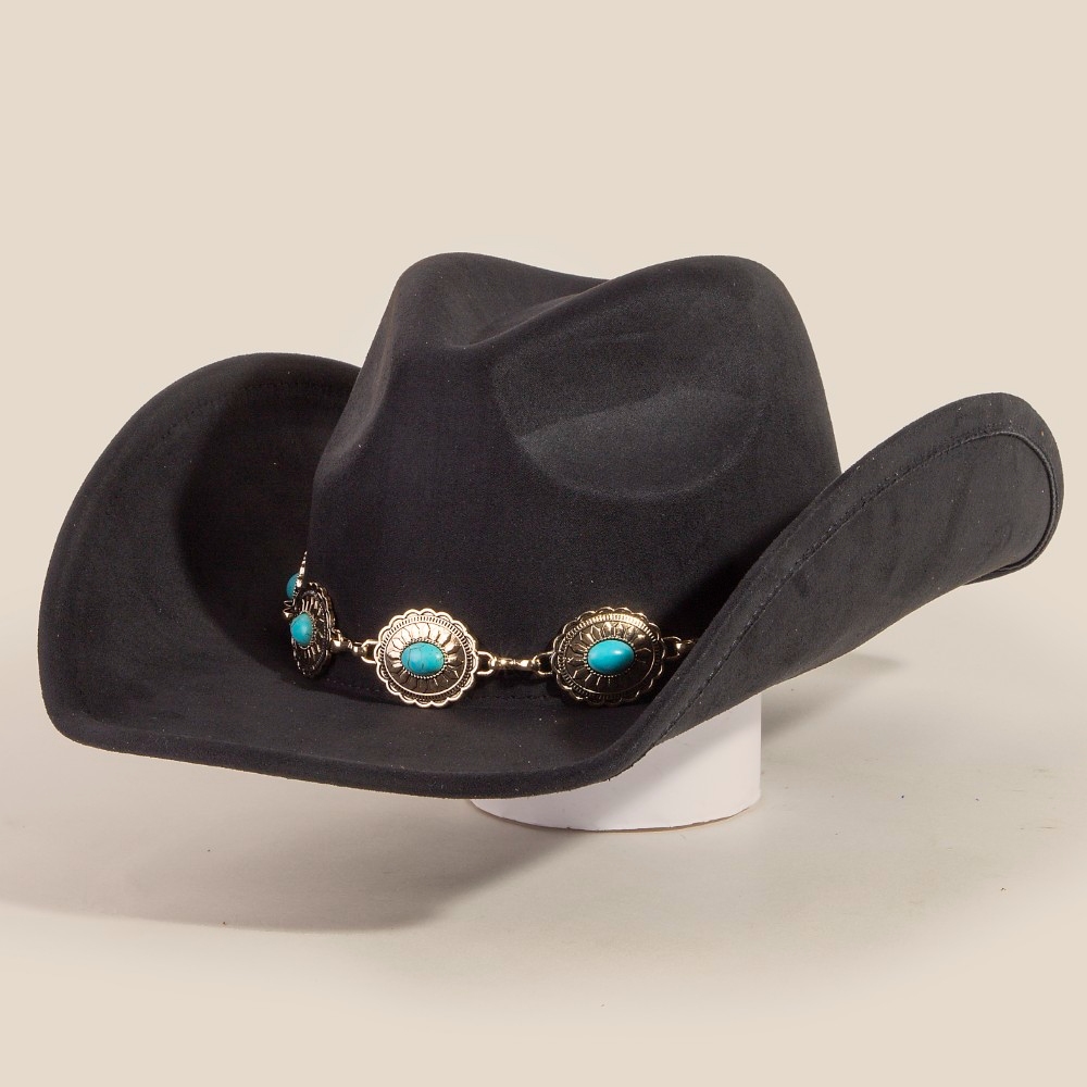 TP Turquoise Oval Stone Strap Western Cowboy Hat - Pre Orders