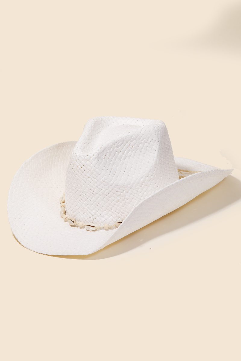 KA Western Straw Weave Cowrie Shell Cowboy Hat - Cowboy Hats