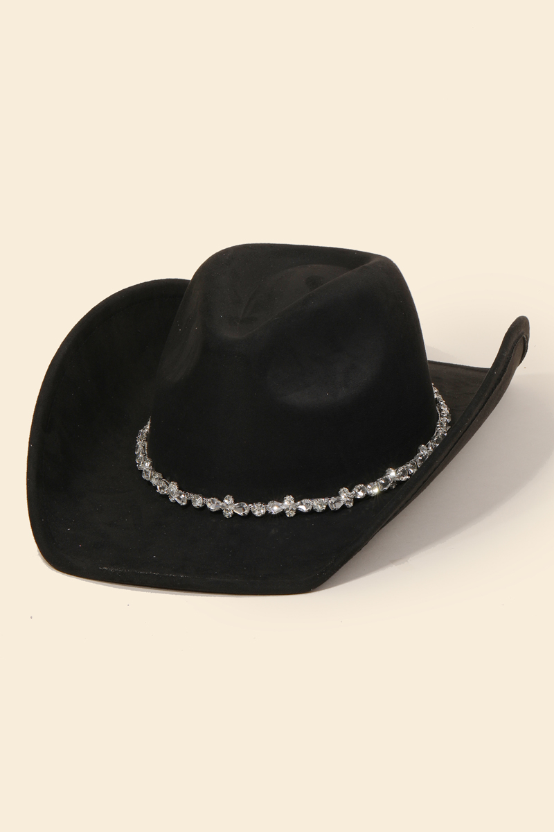 IV Rhinestone Studded Strap Western Cowboy Hat - Hats