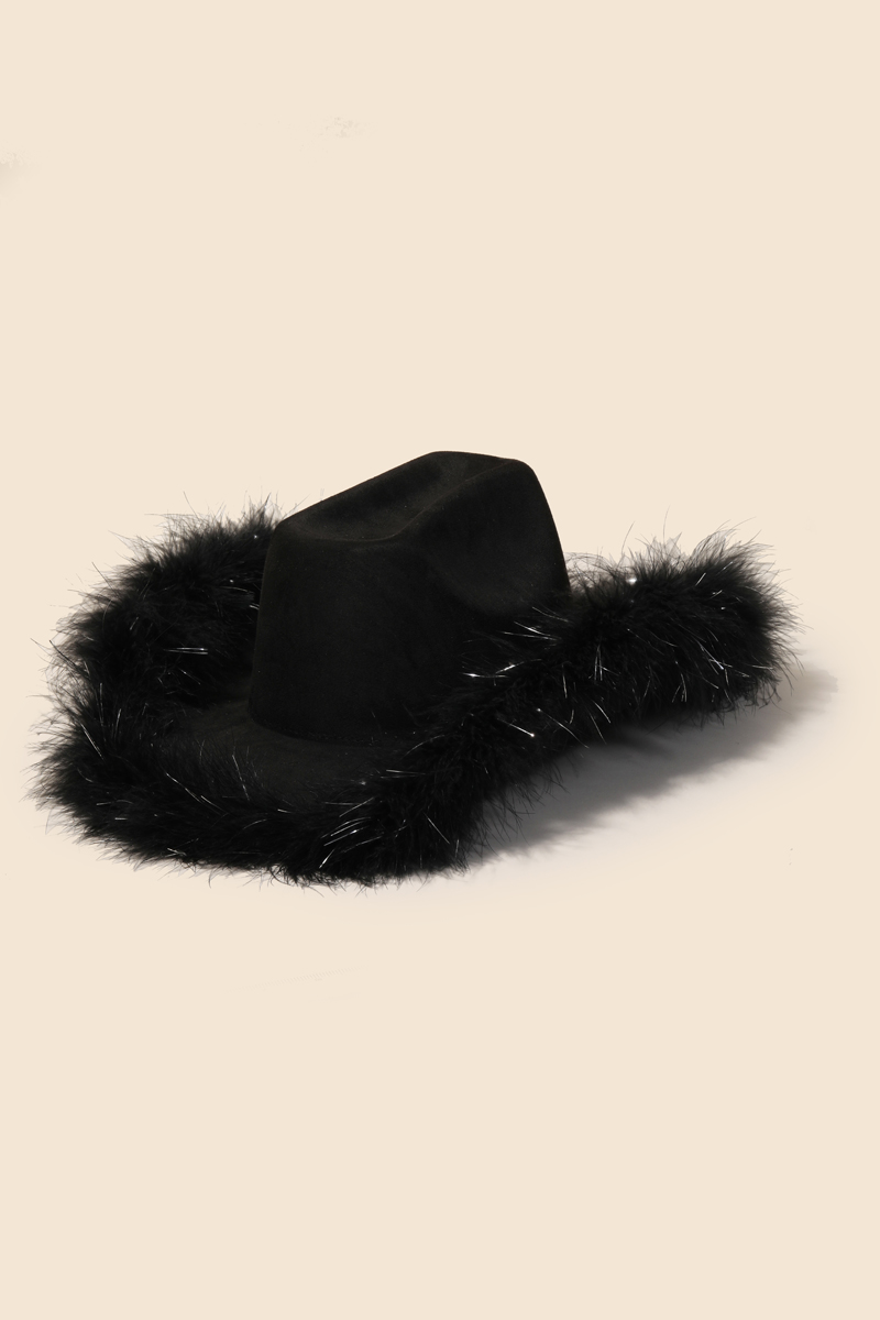 BK Feather Trim Western Cowboy Hat - Hats