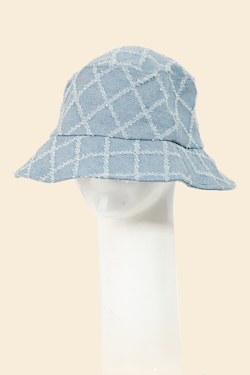 BLUE Denim Square Patch Bucket Hat - Hats