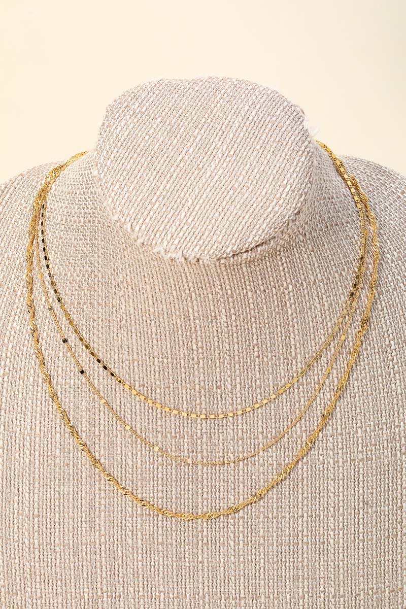 G Layered Assorted Flat Chain Link Necklace - Necklaces