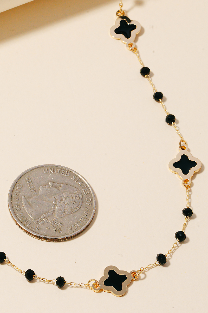 GDBK Enamel Clover Charm Station Chain Necklace - Collections