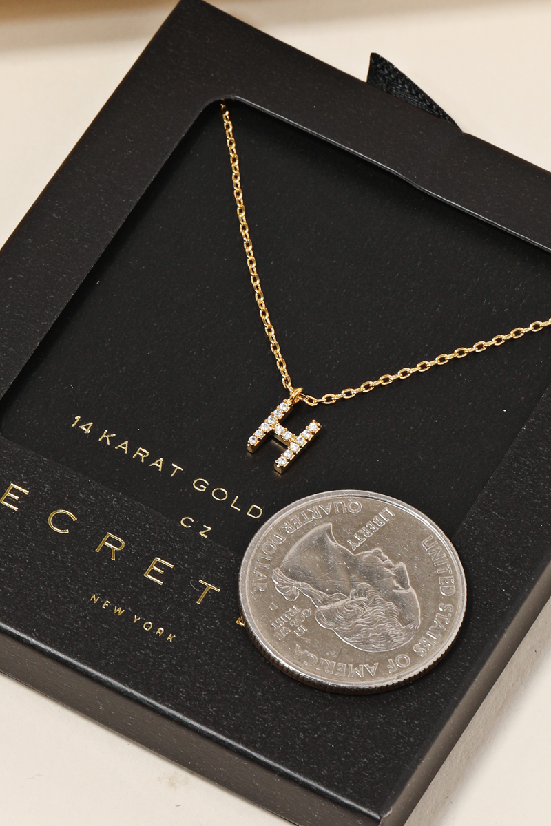 GOLD Secret Box Gold Dipped Pave Initial H Pendant Necklace - Initial ...