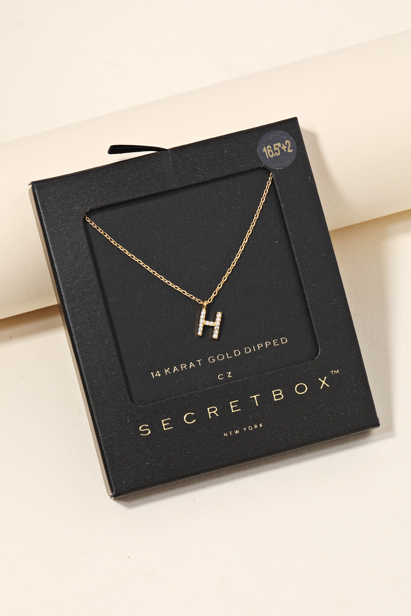 GOLD Secret Box Gold Dipped Pave Initial H Pendant Necklace - Initial ...